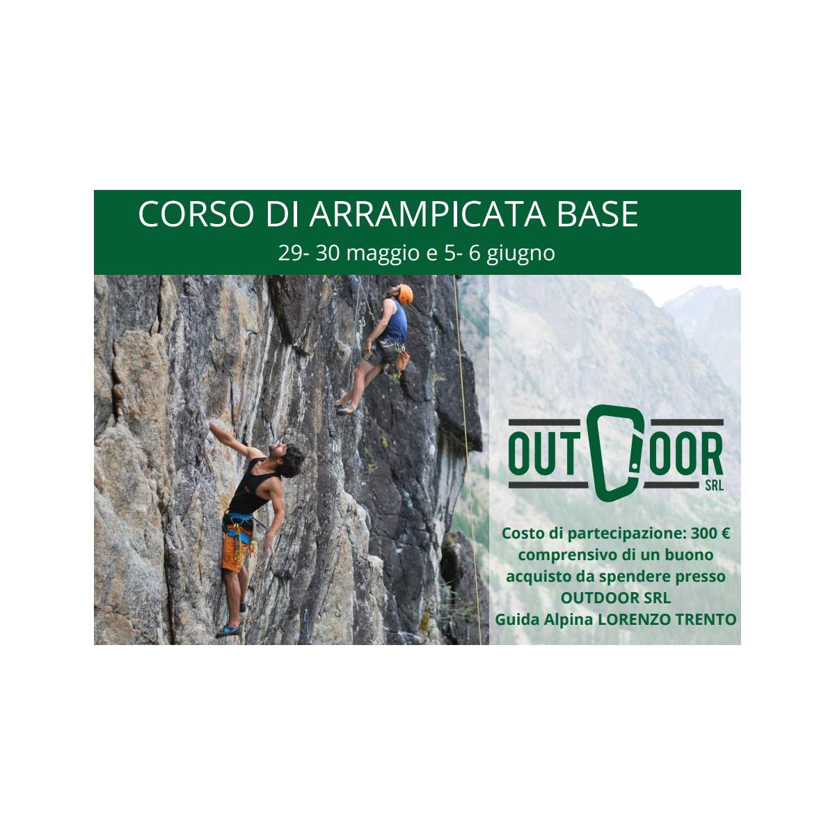 Secondo corso di arrampicata base con la guida alpina Lorenzo Trento